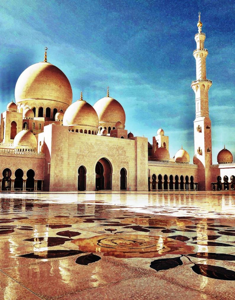 Sheikh Zayed Grand Mosque Islamic Wall Art, Travel Gift, Abu Dhabi ...
