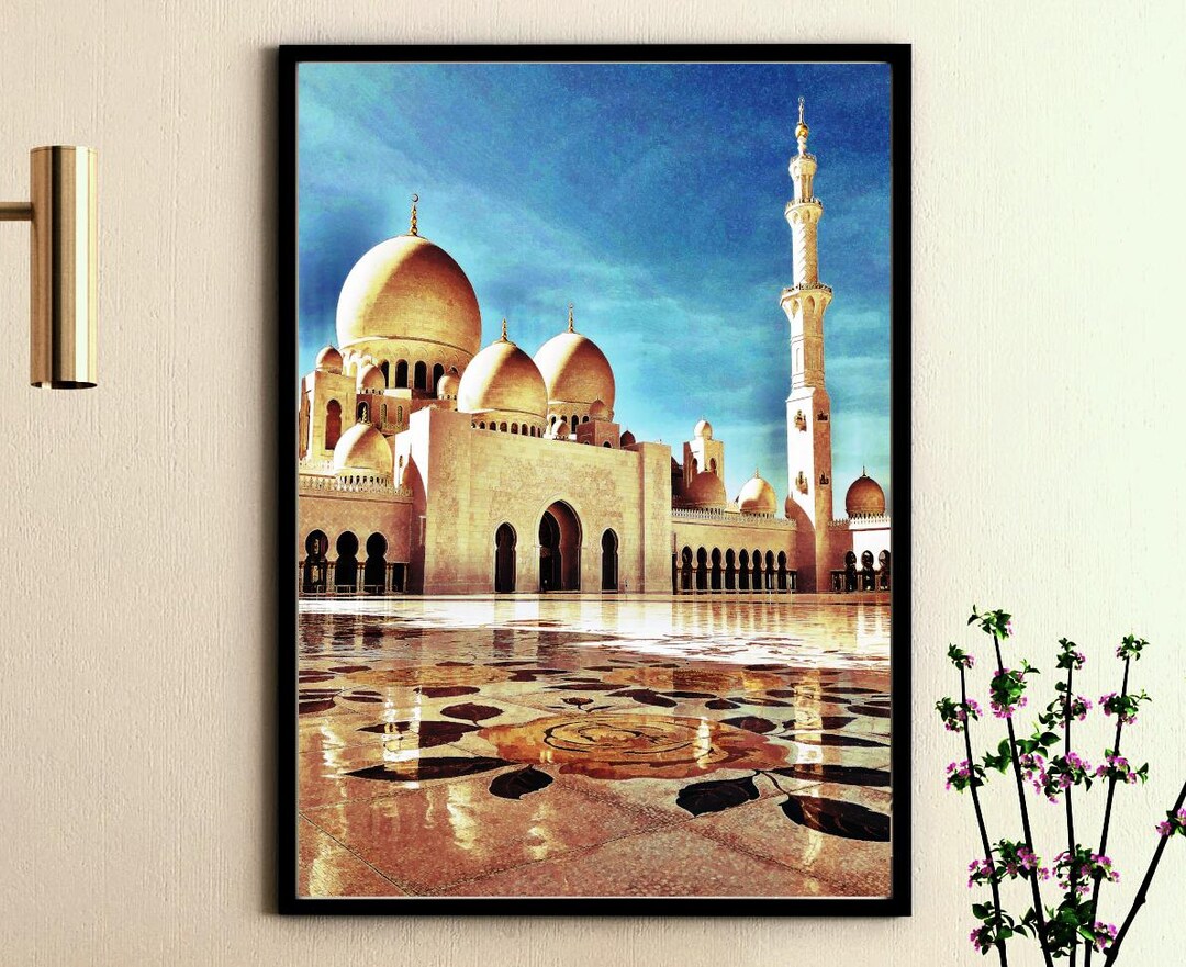 Sheikh Zayed Grand Mosque Islamic Wall Art, Travel Gift, Abu Dhabi ...