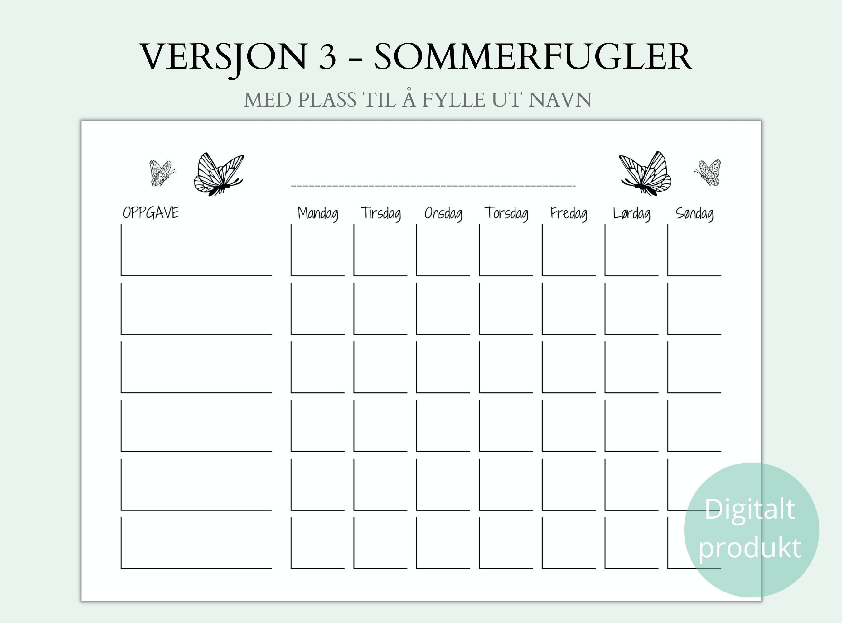 MOTIVASJONSKALENDER for Husarbeid, Arbeidsoppgaver, Belønningskalender ...