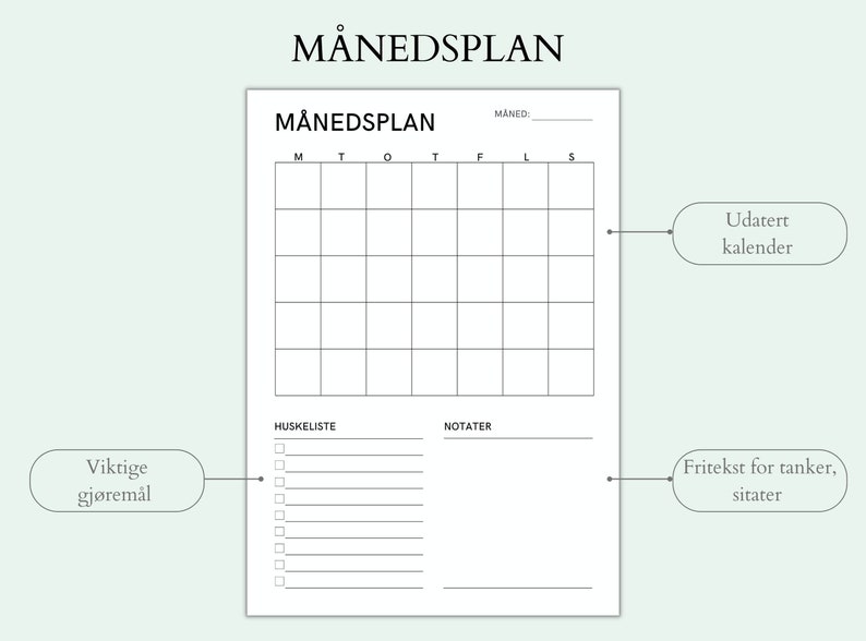 Dagsplan, Ukeplan, Månedsplan, Sett Med Tre Planleggere, A4 /A5 ...
