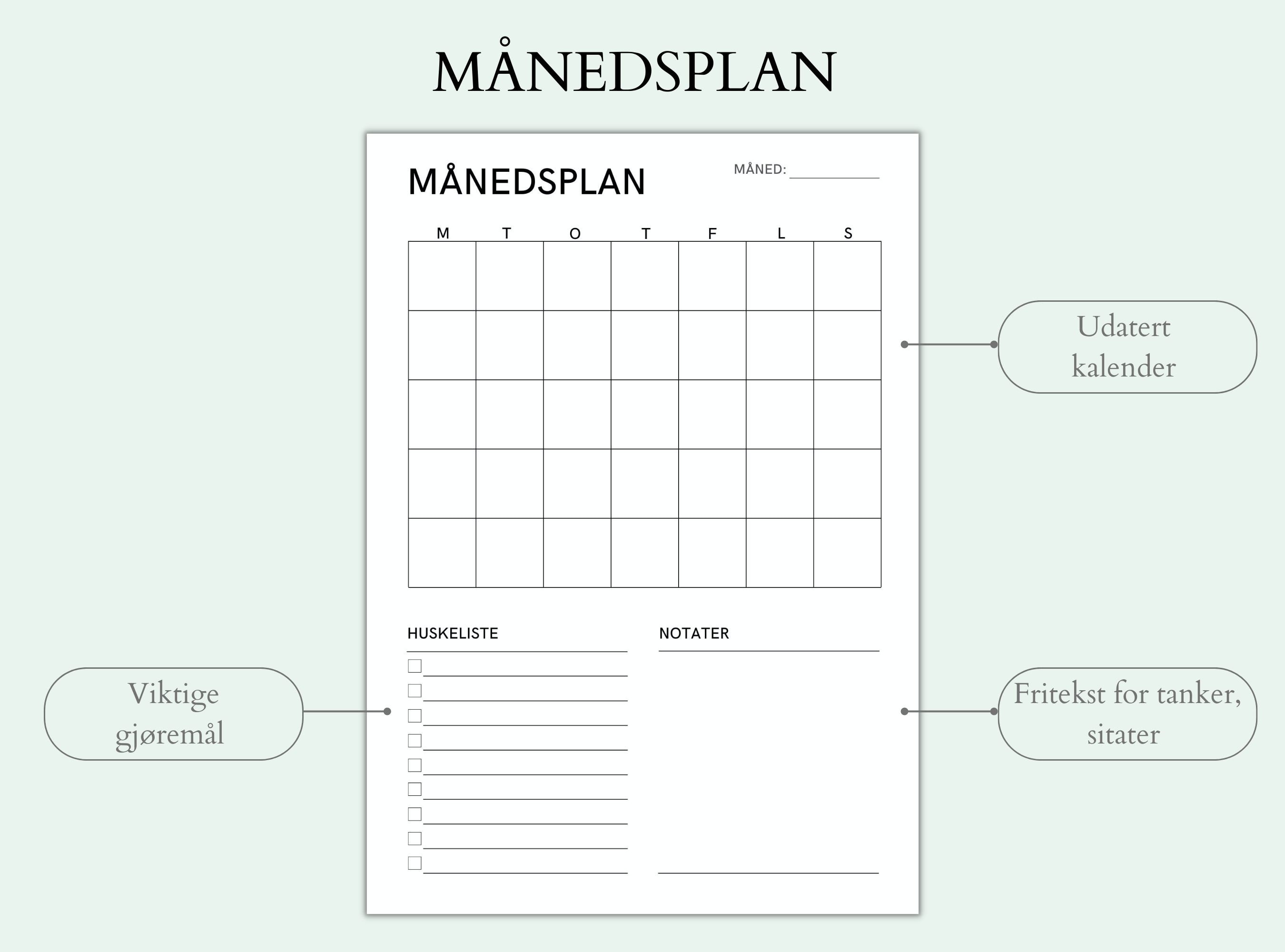 Dagsplan, Ukeplan, Månedsplan, Sett Med Tre Planleggere, A4 /A5 ...