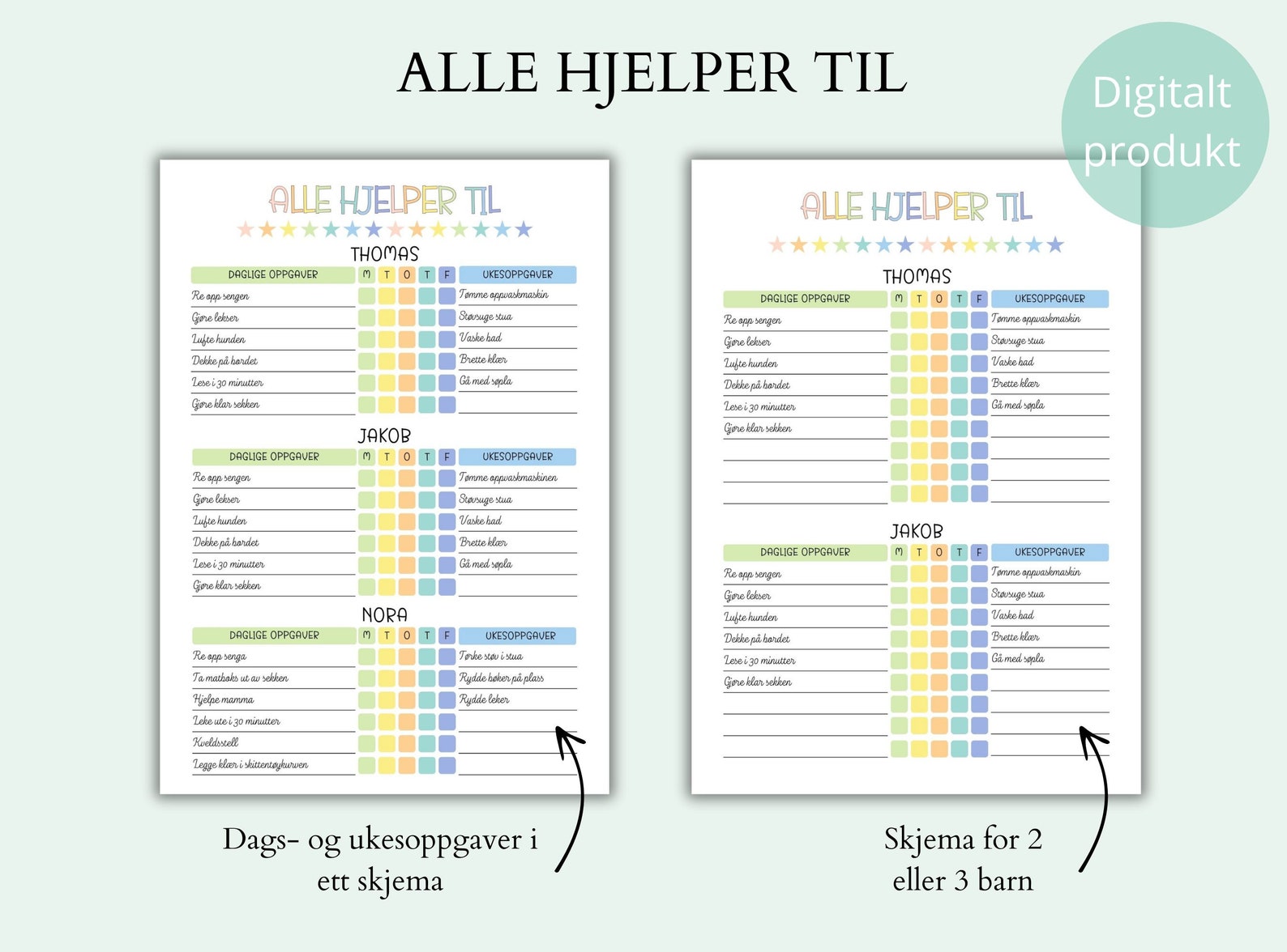 Bundle Oppgaver Barn, Husarbeid, Skjermtid, Belønning, Lære Vaner ...