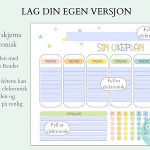 Ukeplan for Barn, Kalender for Aktiviteter, Planlegger for Oppgaver - Etsy