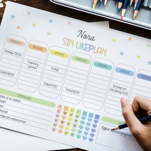 Ukeplan for Barn, Kalender for Aktiviteter, Planlegger for Oppgaver - Etsy