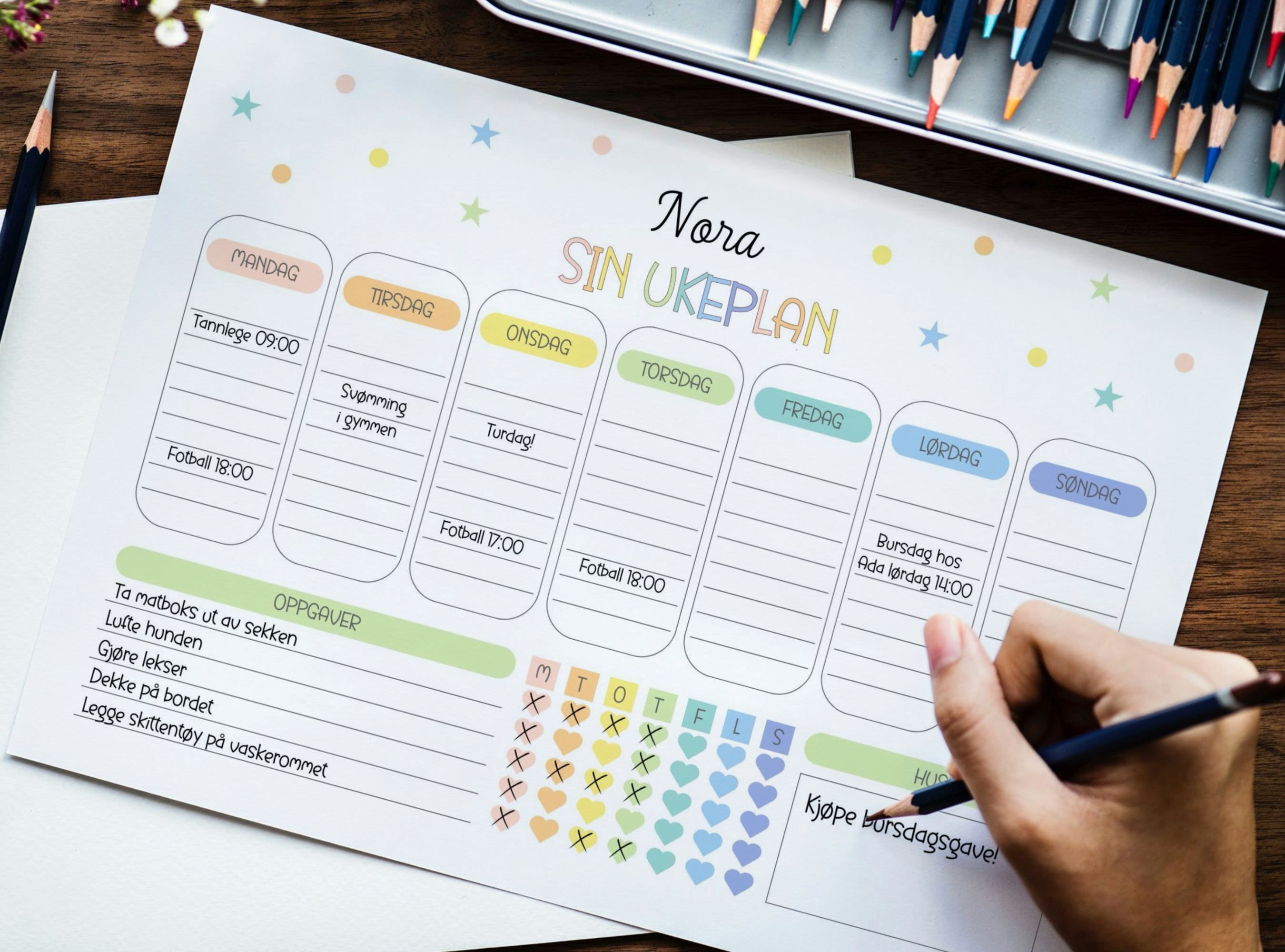 Ukeplan for Barn, Kalender for Aktiviteter, Planlegger for Oppgaver - Etsy