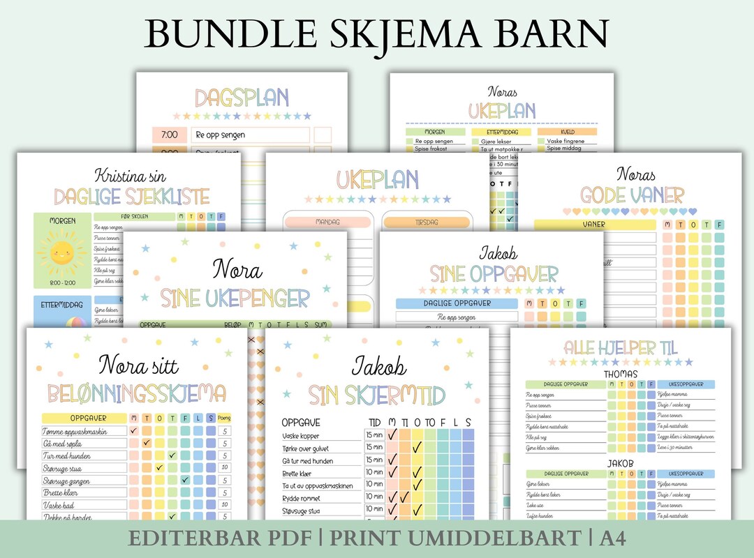 Bundle Oppgaver Barn, Husarbeid, Skjermtid, Belønning, Lære Vaner ...