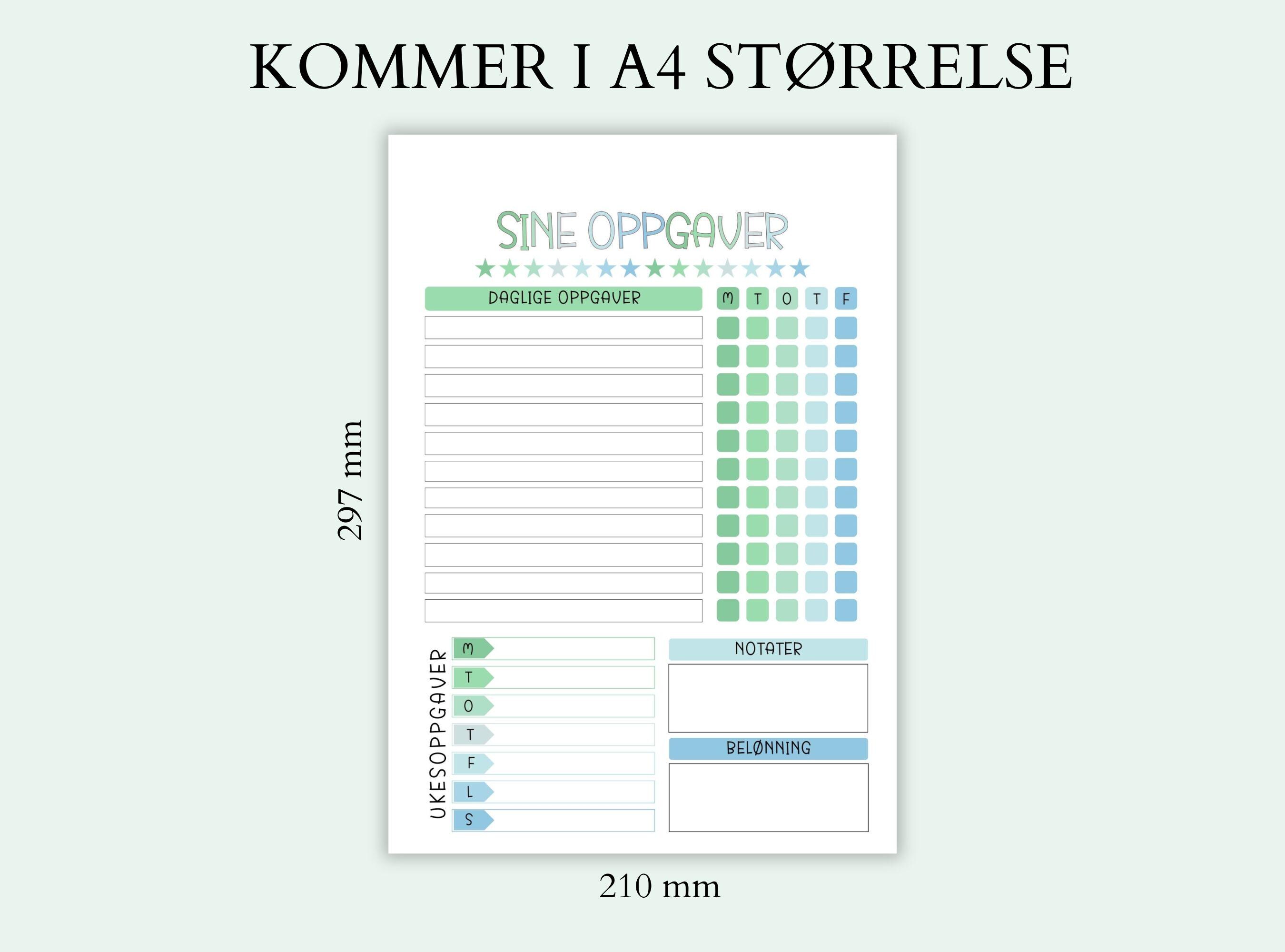 Oppgaver for Barn, Motivasjon for Husarbeid, Ukelønn - Etsy