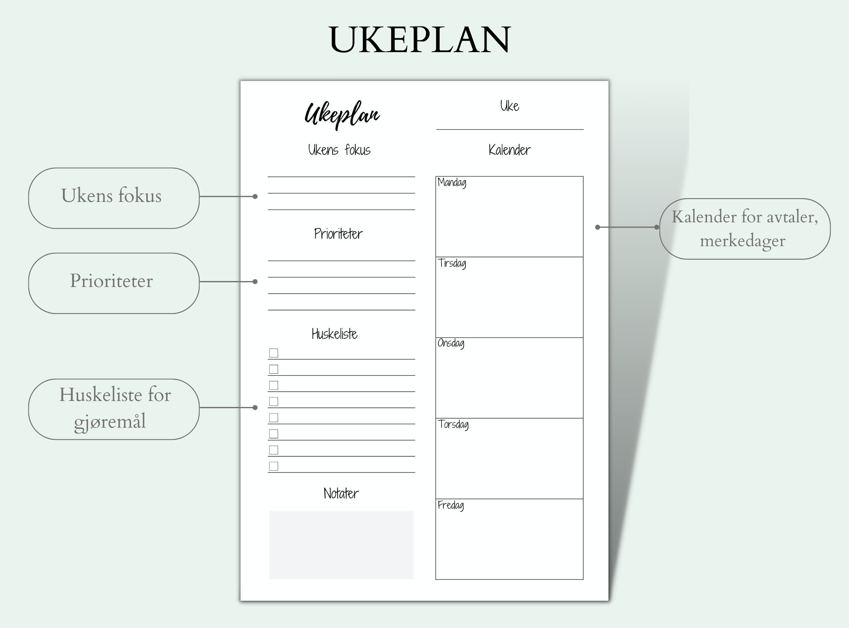 Dagsplan, Ukeplan, Månedsplan, Sett Med Tre Planleggere, A4 /A5 ...