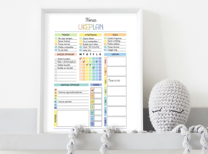 Ukeplan Og Oppgaver for Barn, Motivasjon for Husarbeid, Ukelønn, PDF ...
