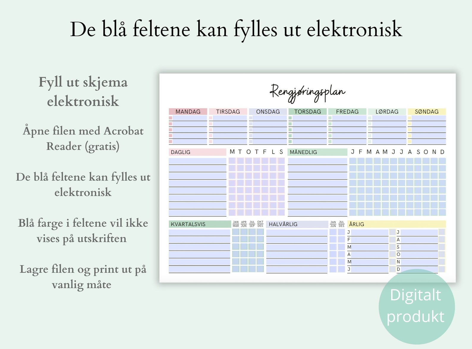 Skjema for Rengjøring, Sjekkliste Husarbeid, Norsk - Etsy