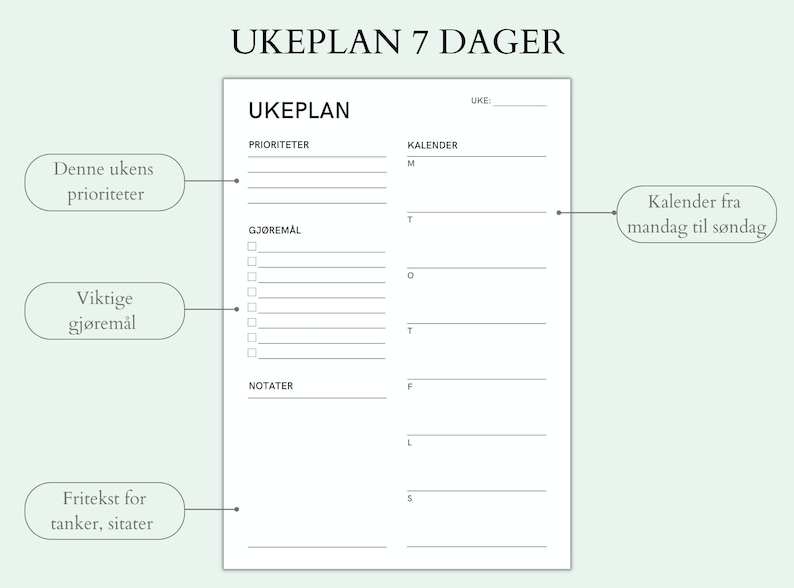 Dagsplan, Ukeplan, Månedsplan, Sett Med Tre Planleggere, A4 /A5 ...