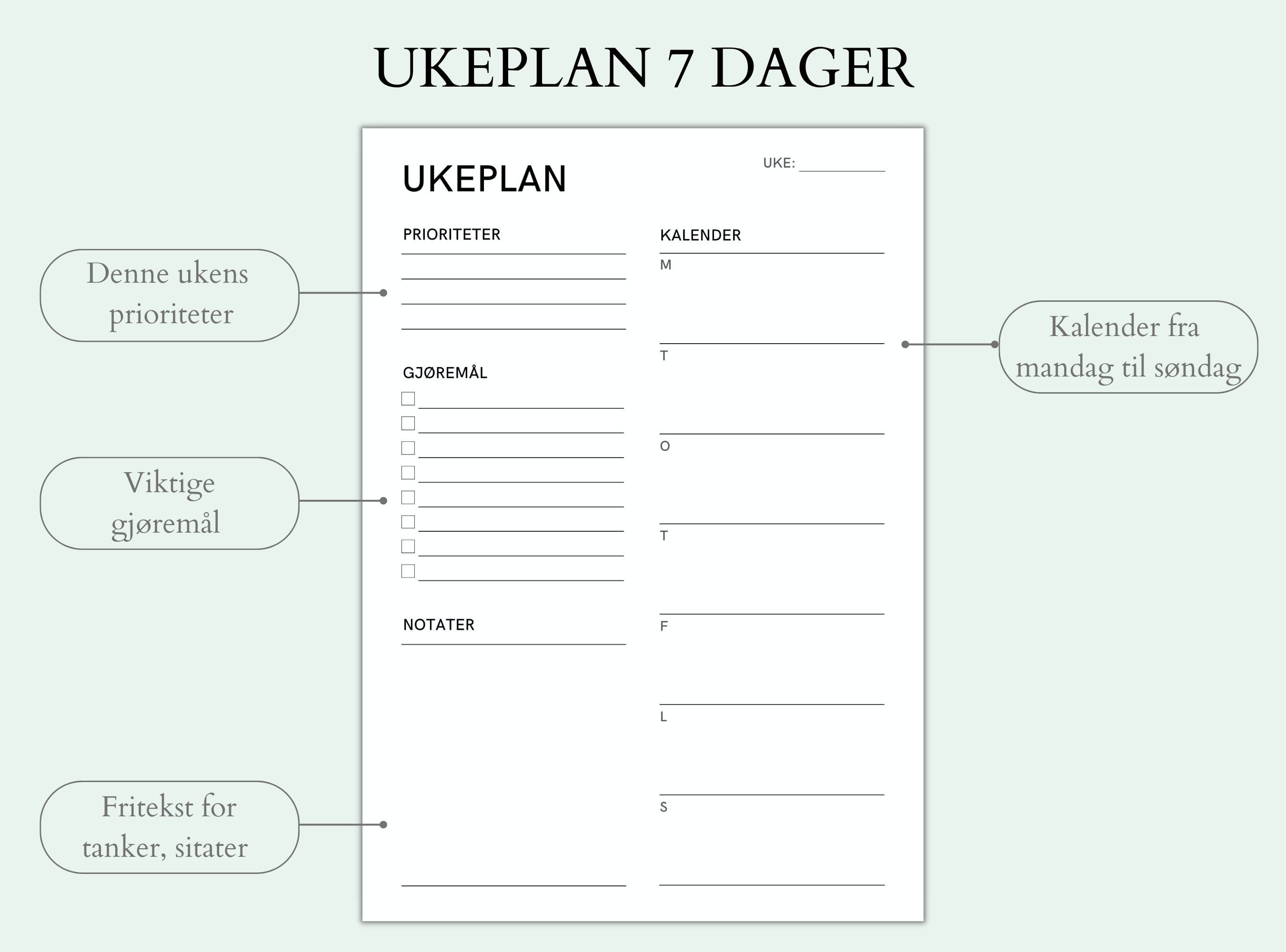 Dagsplan, Ukeplan, Månedsplan, Sett Med Tre Planleggere, A4 /A5 ...