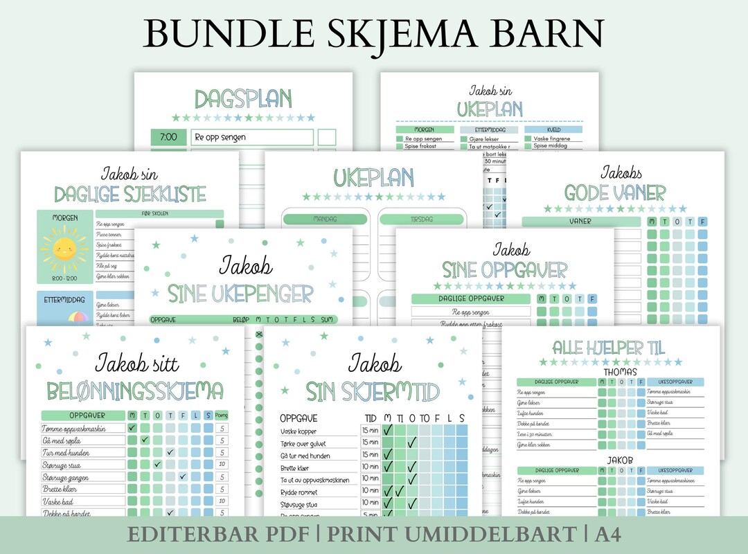 Bundle Oppgaver Barn, Husarbeid, Skjermtid, Belønning, Lære Vaner ...