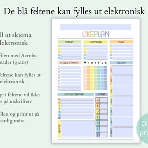 Ukeplan Og Oppgaver for Barn, Motivasjon for Husarbeid, Ukelønn, PDF, Digital, Norsk - Etsy