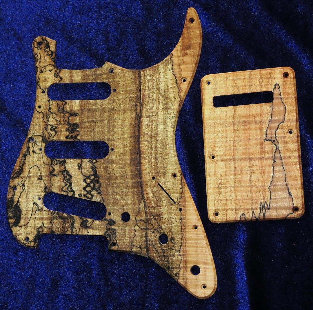 Flamed Spalted Maple Stratocaster Style Solid Wooden Pickguard Set #144 ...