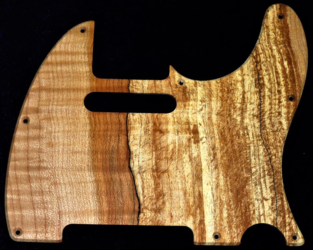 Figured Spalted Maple Telecaster Style Solid Wood Pickguard Standard ...