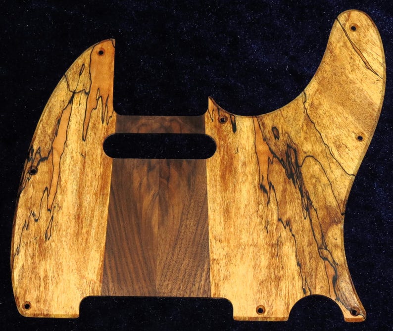 Spalted Maple/ Black Walnut Telecaster Style Solid Wood Pickguard ...