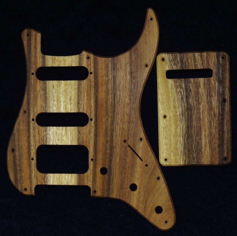 Acacia Koa Wood Stratocaster Style Solid Wooden Pickguard Set #156 SSH ...