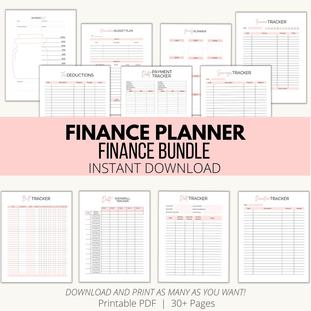 Printable Finance Bundle, Budget Planner, Expense Tracker, Debt Payoff ...
