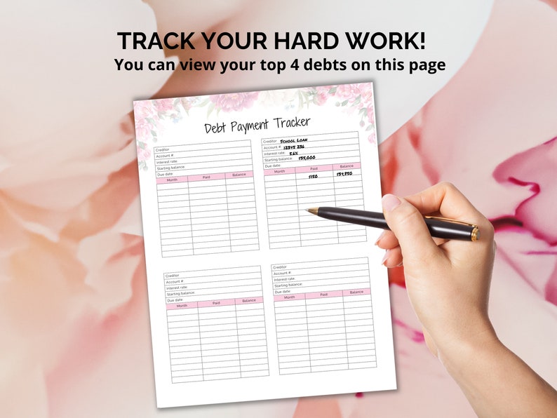 Debt Payment Tracker Printable, Debt Tracker Printable, Debt Snowball ...