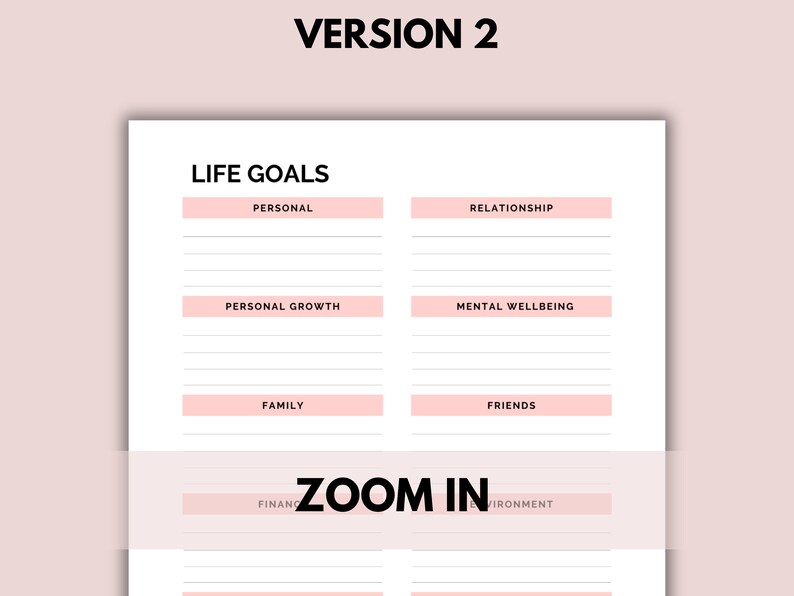 Areas of Life Planner Printable PDF, Goal Planner, Goal Setting ...
