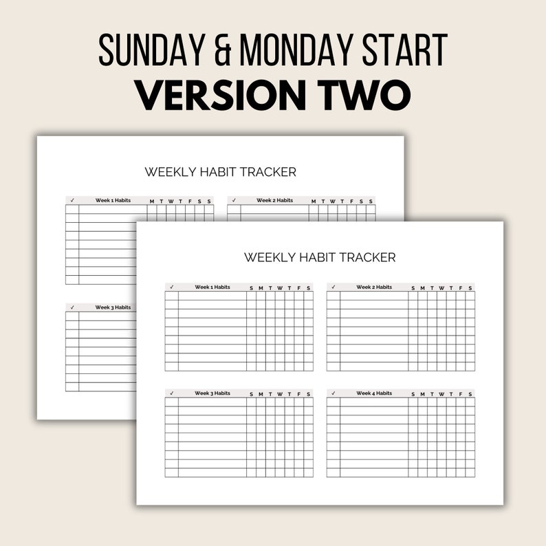Weekly Habit Tracker, Printable Habit Planner, Weekly Routine Tracker ...