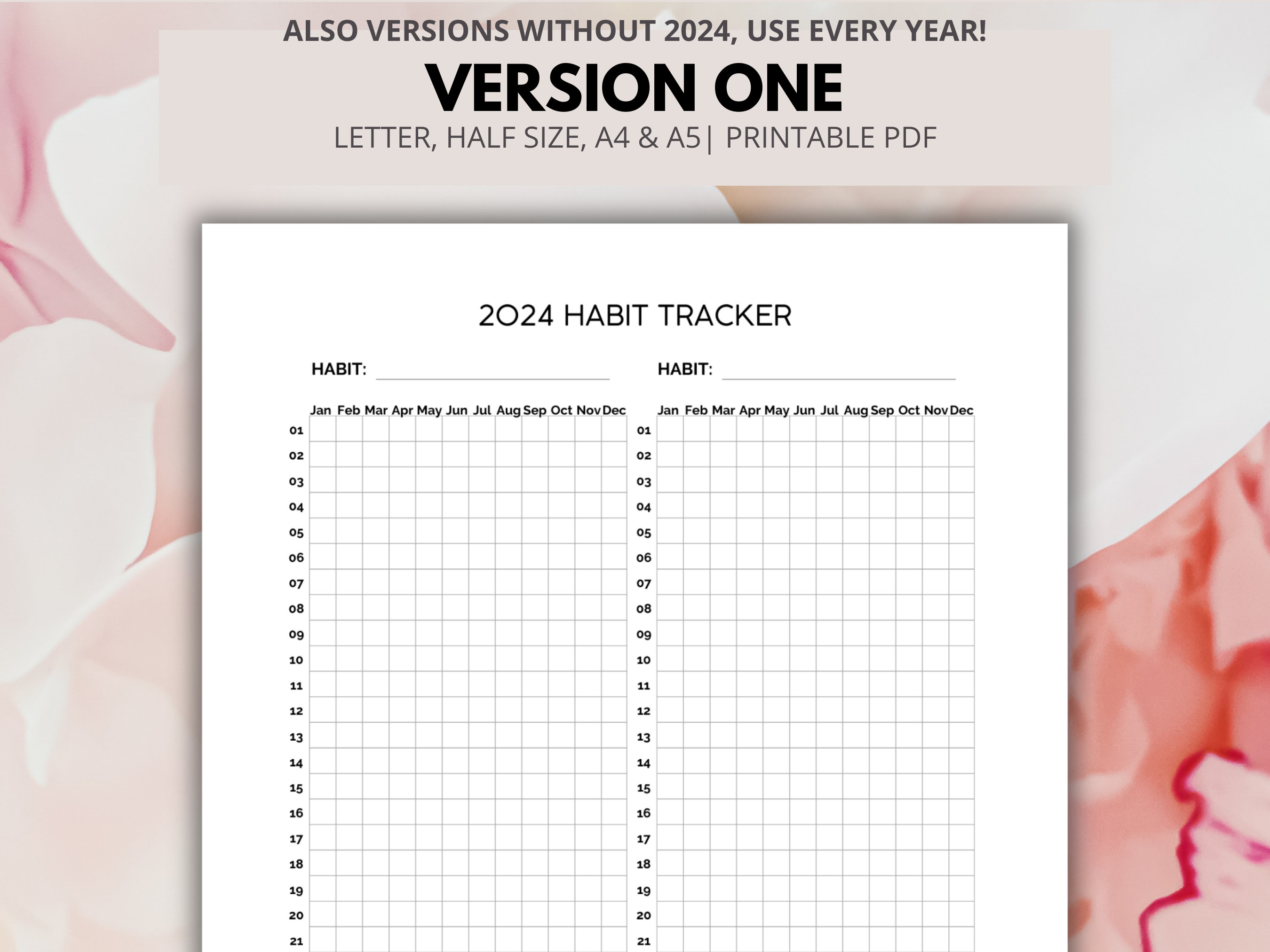 Yearly Habit Tracker Printable, Habit Tracker Template, Routine ...