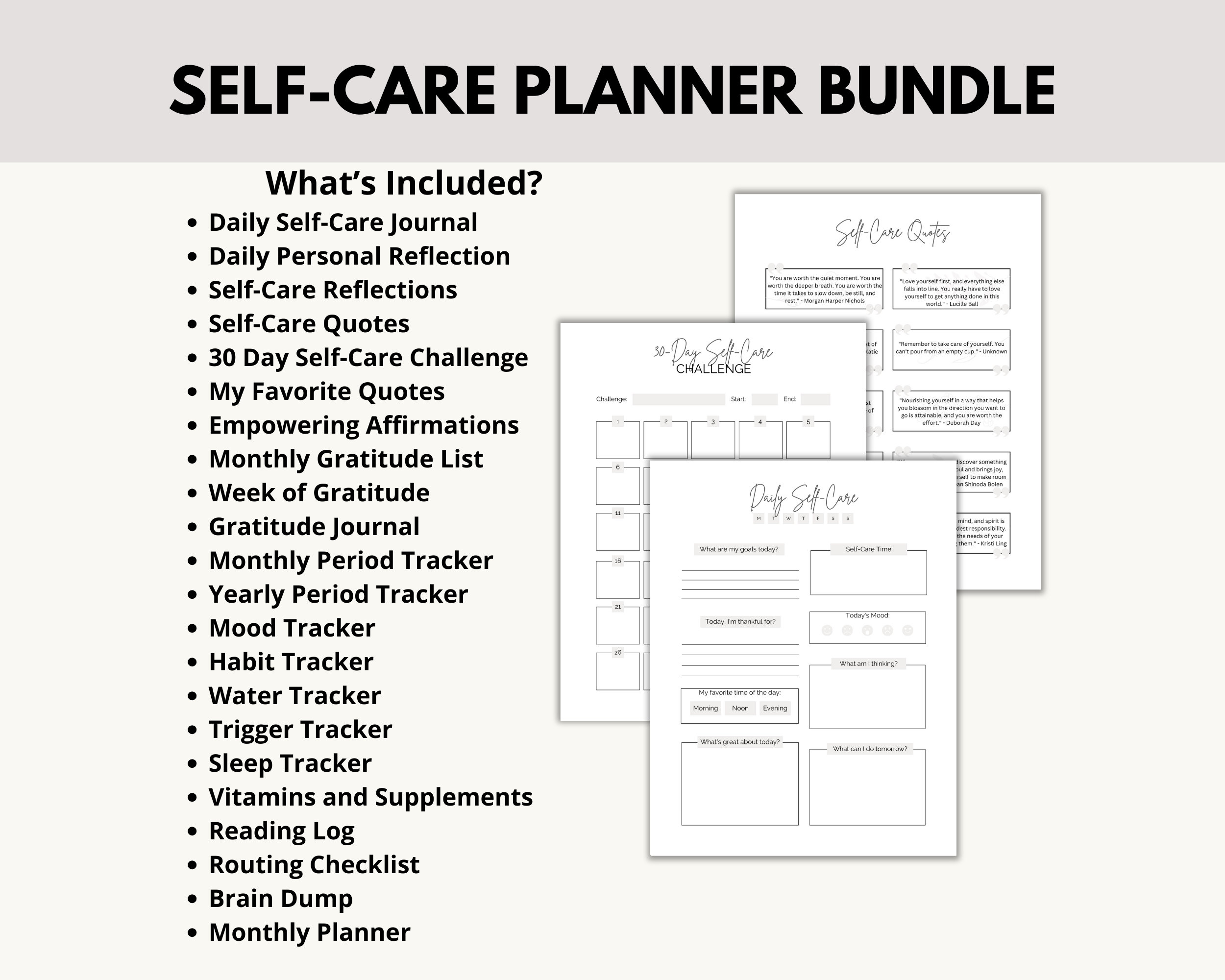 Ultimate Self-care Planner Printable Bundle, Selfcare Workbook, Self ...