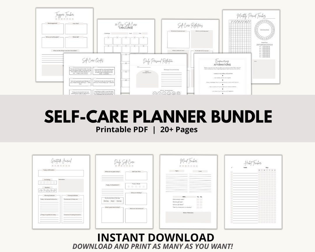 Ultimate Self-care Planner Printable Bundle, Selfcare Workbook, Self ...