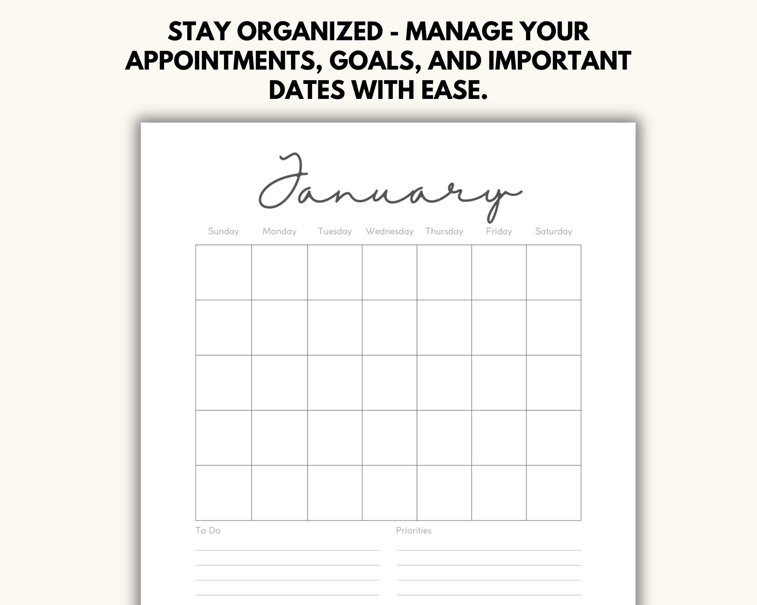 Monthly to Do List Printable Planner, Productivity Monthly Planner ...