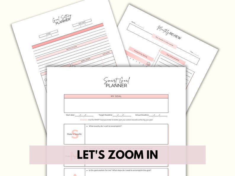 Goal Planner BUNDLE, Goals Tracker, SMART Goal Setting Kit, New Year ...