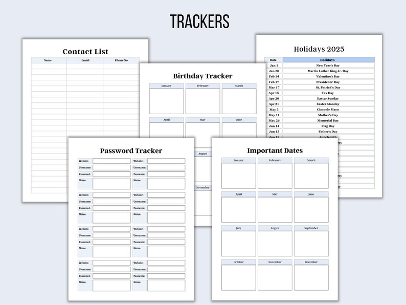2025 Planner Printable Bundle, Dated Monthly Calendar, Monday Start ...