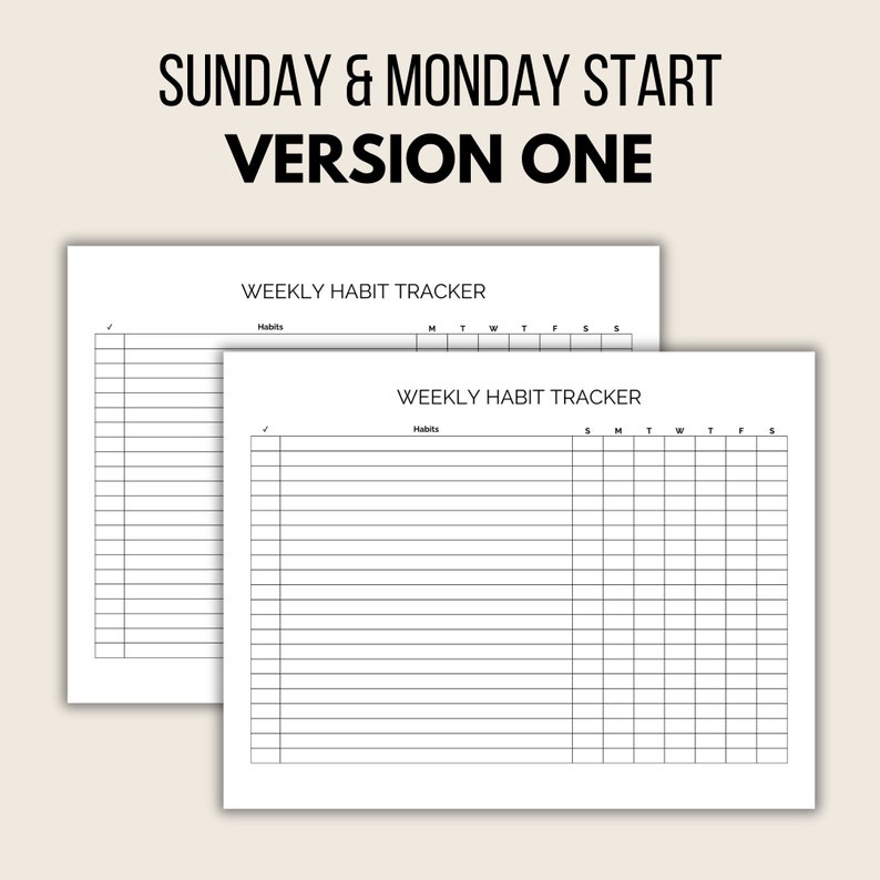 Weekly Habit Tracker, Printable Habit Planner, Weekly Routine Tracker ...