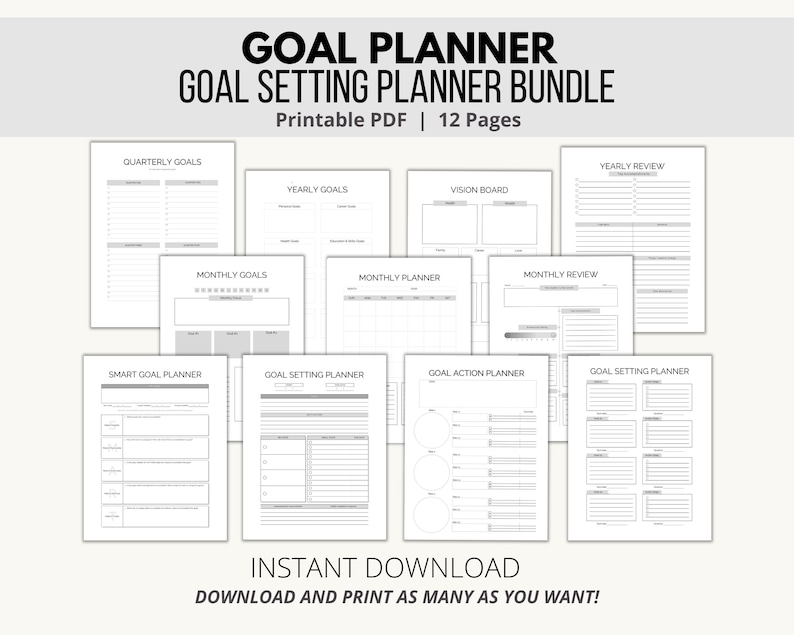 Goal Planner Printable, Quarterly Goal Planner Printable, Goal Setting ...