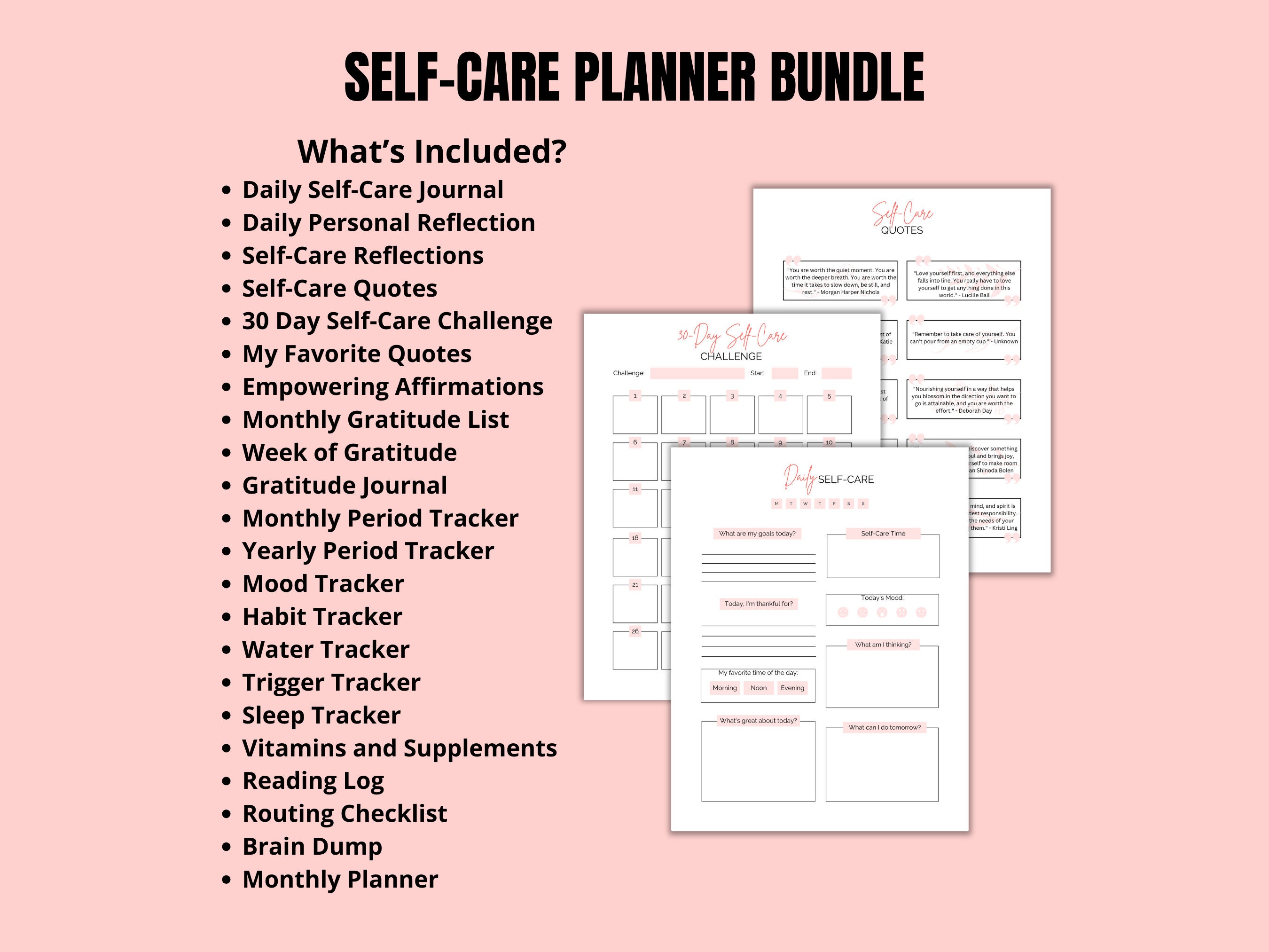 Self-care Planner Printable, Wellness Workbook, Mindfulness Journal ...