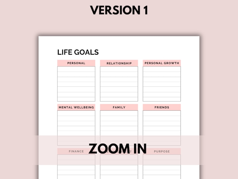Areas of Life Planner Printable PDF, Goal Planner, Goal Setting ...
