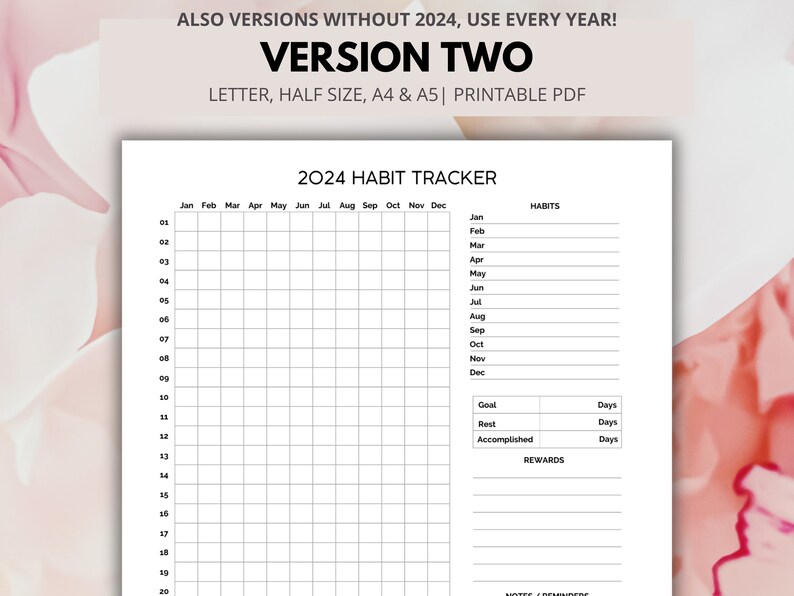 Yearly Habit Tracker Printable, Habit Tracker Template, Routine ...