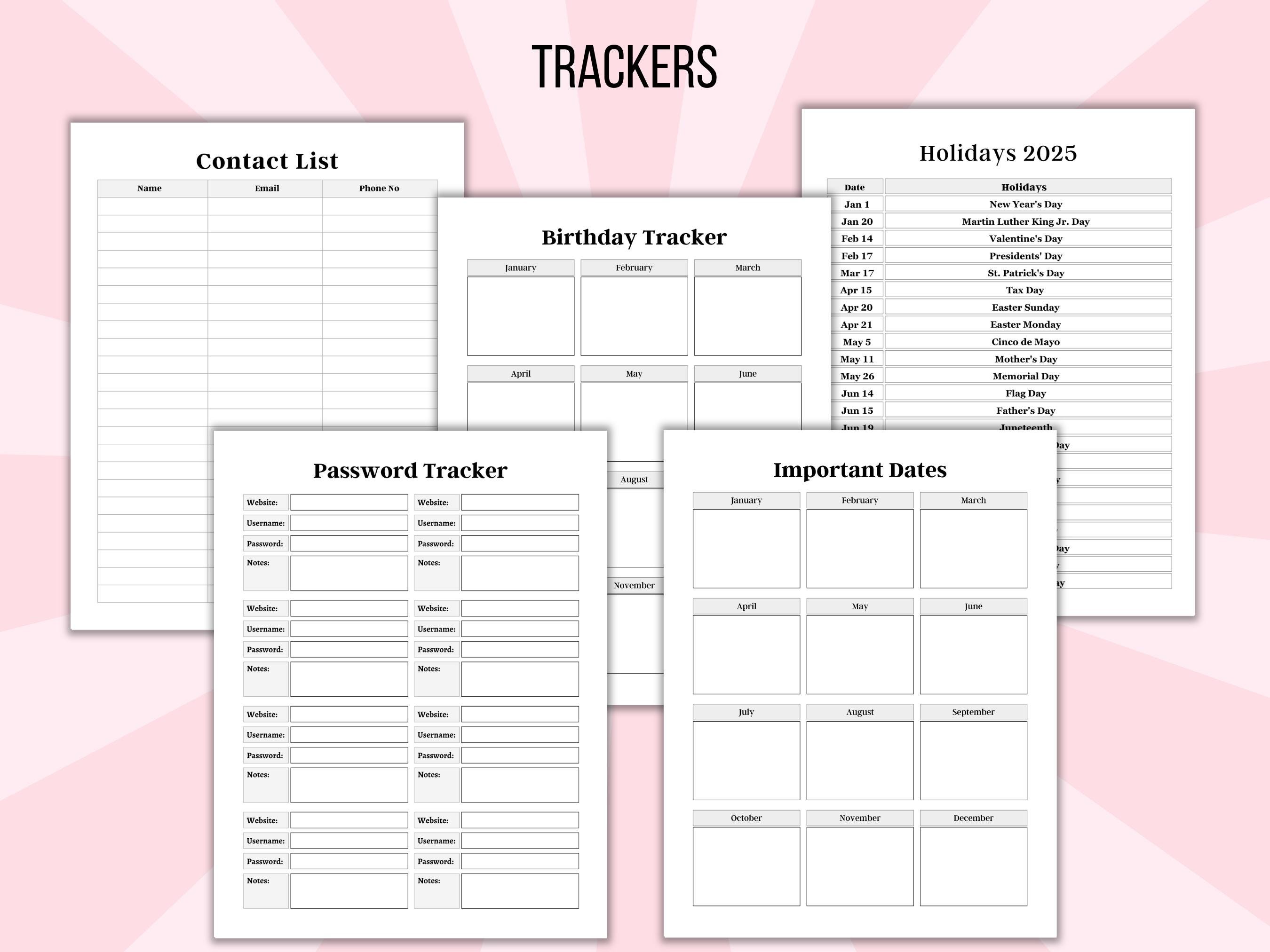 2025 Monthly Calendar With Notes, Printable Calendar Template PDF, Year ...