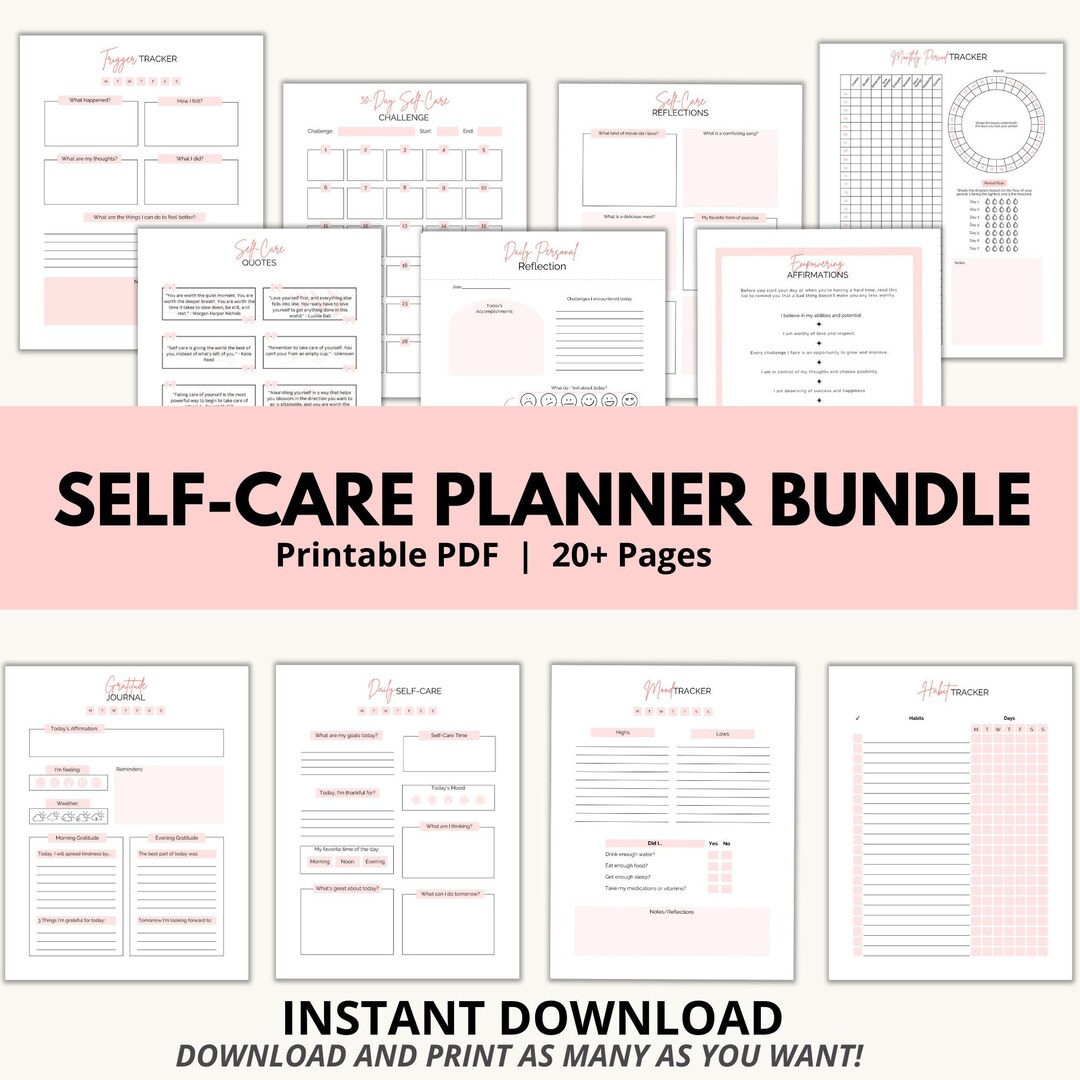 Self-care Planner, Wellness Printable, Mindfulness Journal, Daily Self ...