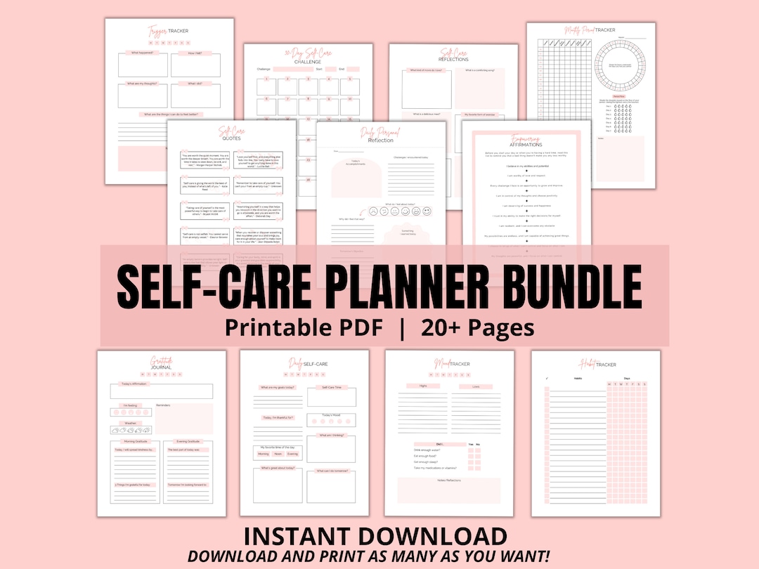 Self-care Planner Printable, Wellness Workbook, Mindfulness Journal ...