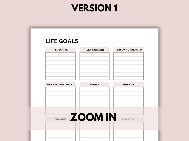 Areas of Life Goal Planner, Printable PDF (a4/a5/letter/half Size) - Etsy