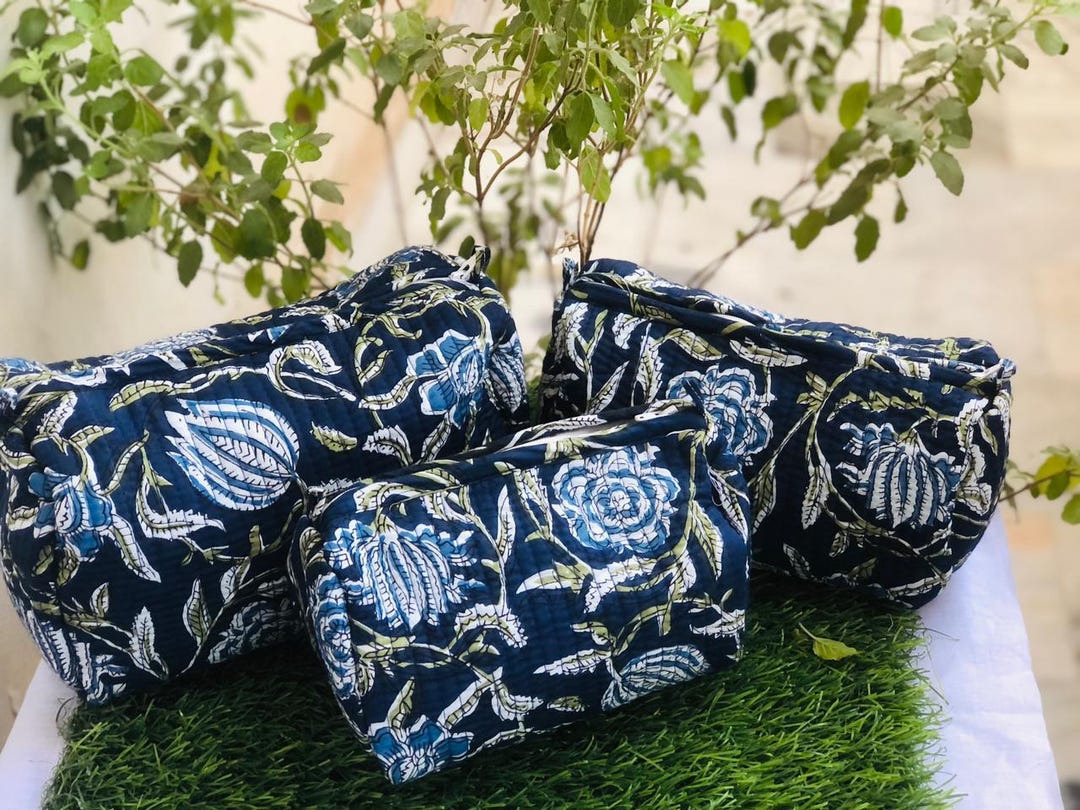 Hand Block Print Quilt Tote Bag Set . Beautiful Hand Clutcher.3 Piece ...