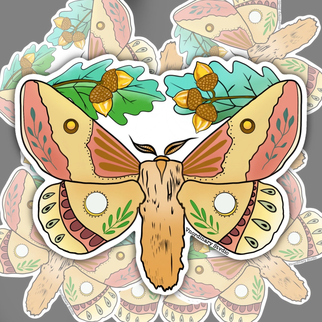 Rosy Maple Moth Sticker, Vinyl Sticker, Waterproof Sticker, Hydroflask ...