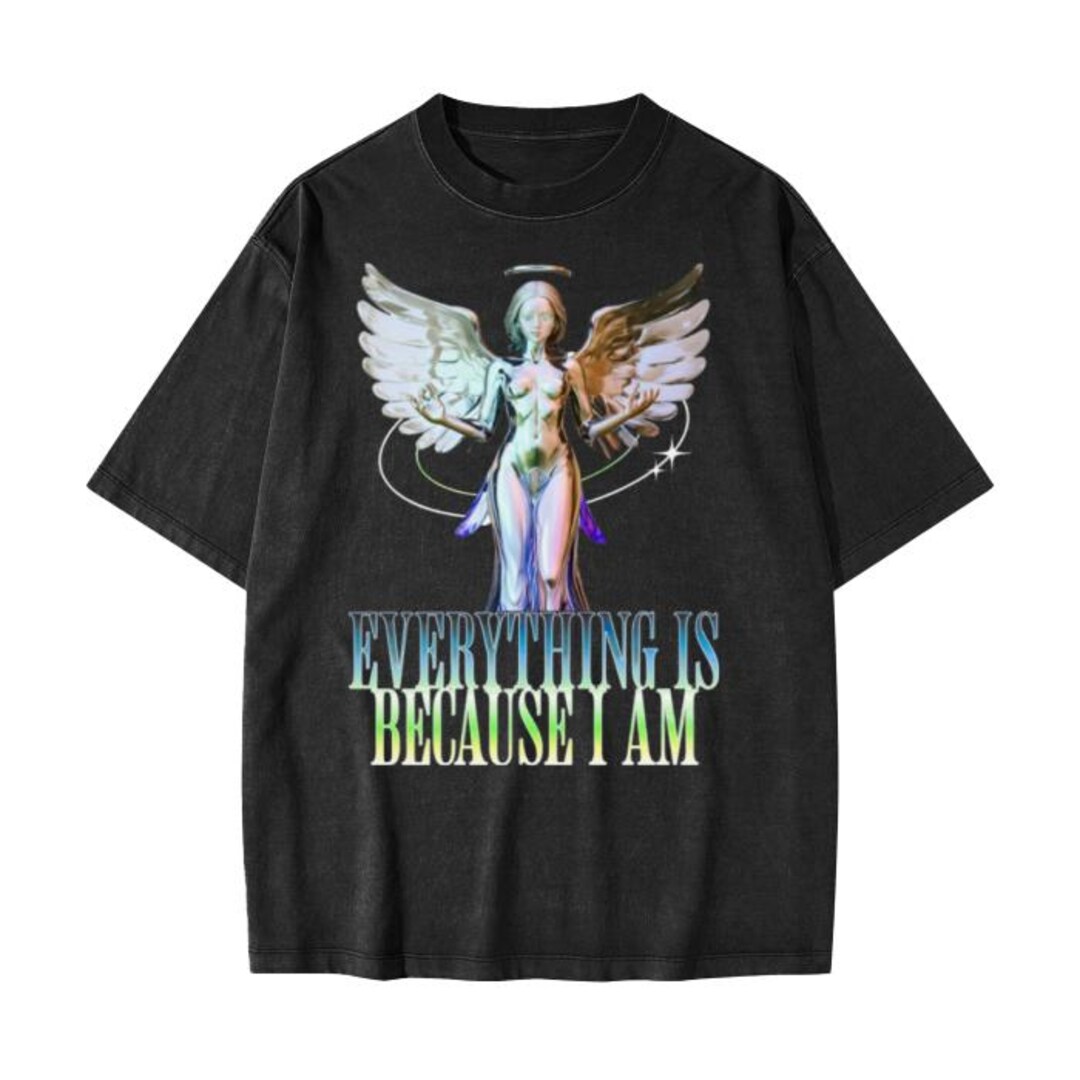 HOLOGRAPHIC ANGEL Vintage Graphic Tee Baggy Fit Oversized Trendy ...