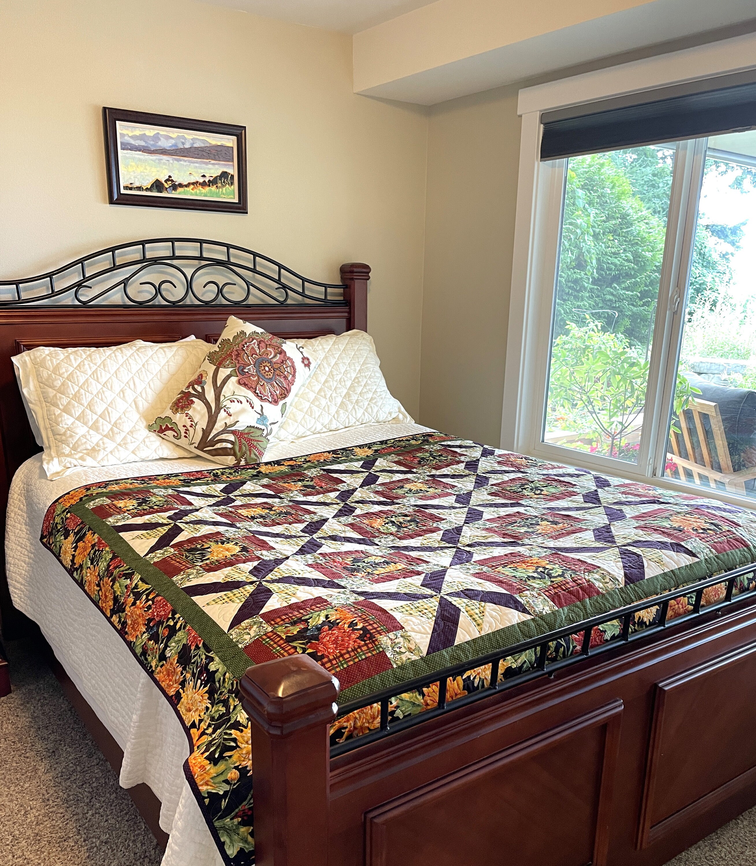 Awesome Floral Pinwheel Quilt of Orange, Rust, and Yellow Mums Among ...