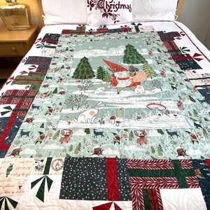 An Enchanted Forest Quilt With an Elf, Maybe St Nick, and His Bunny ...