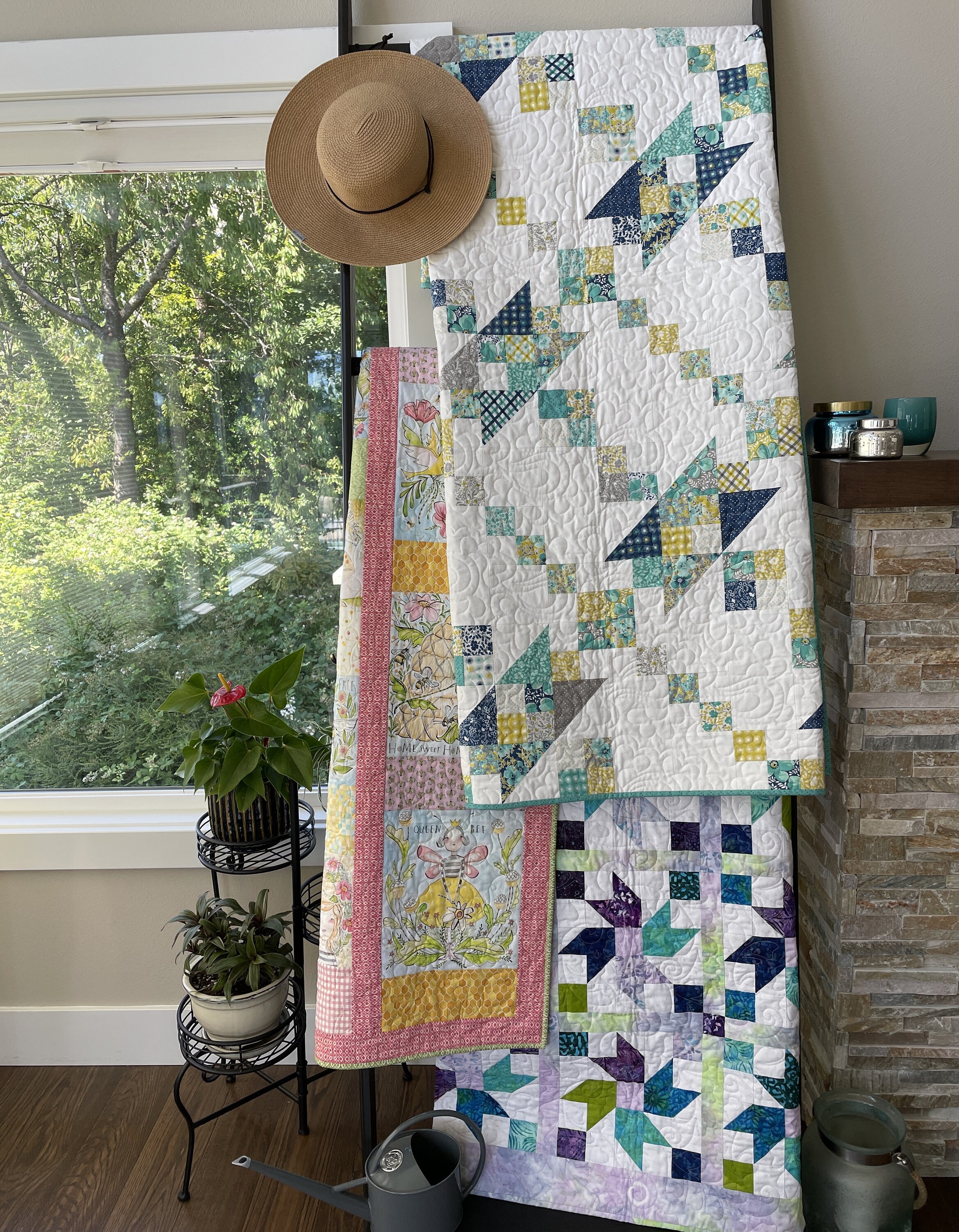 A Rich Quilt of Spinning Batik Flowers in Lilac, Dark Grape, Apple ...