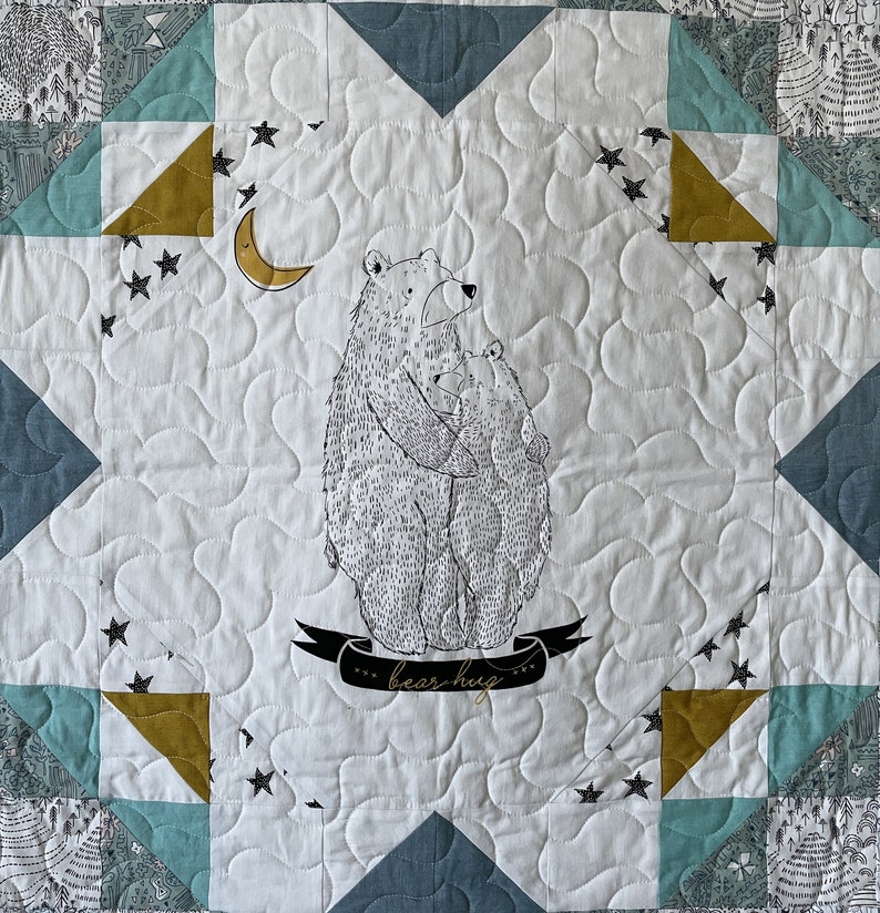 Bear Hug Baby Quilt: Pine Lullaby, Woodsy Furry Friends - Etsy