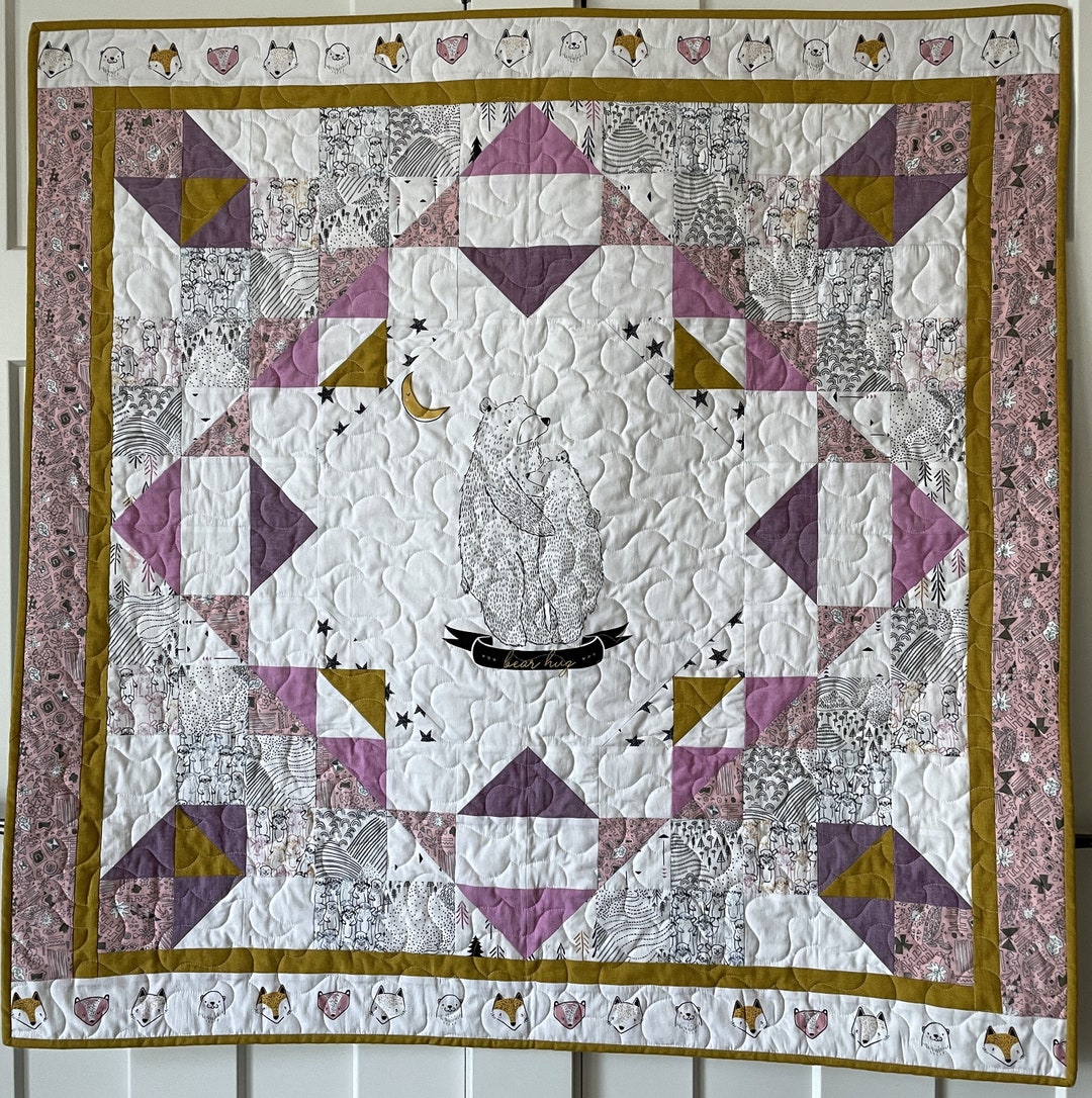Bear Hug Baby Quilt: Pine Lullaby, Woodsy Furry Friends - Etsy
