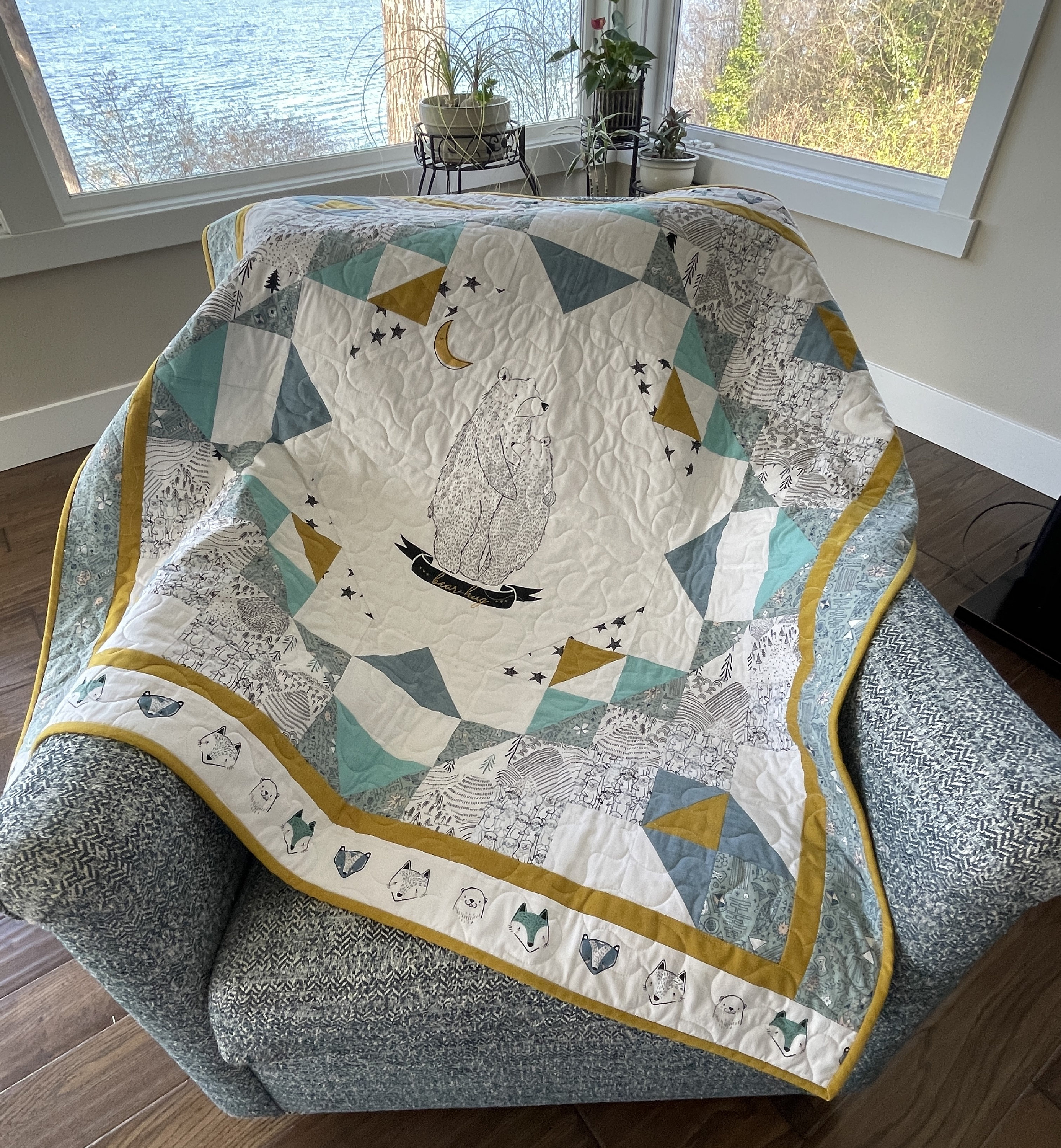 Bear Hug Baby Quilt: Pine Lullaby, Woodsy Furry Friends - Etsy